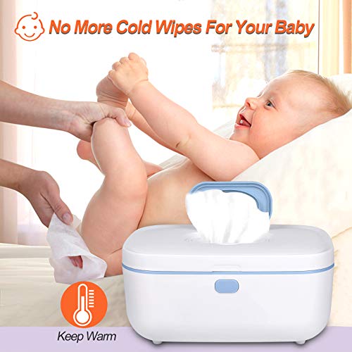 Wipe Warmer,Baby Wipe Warmer - Wet Wipe Warmer Baby is Super Fast Top Heating System with Constant Temperature, LED Display Shows Precise Temperature(White Blue)