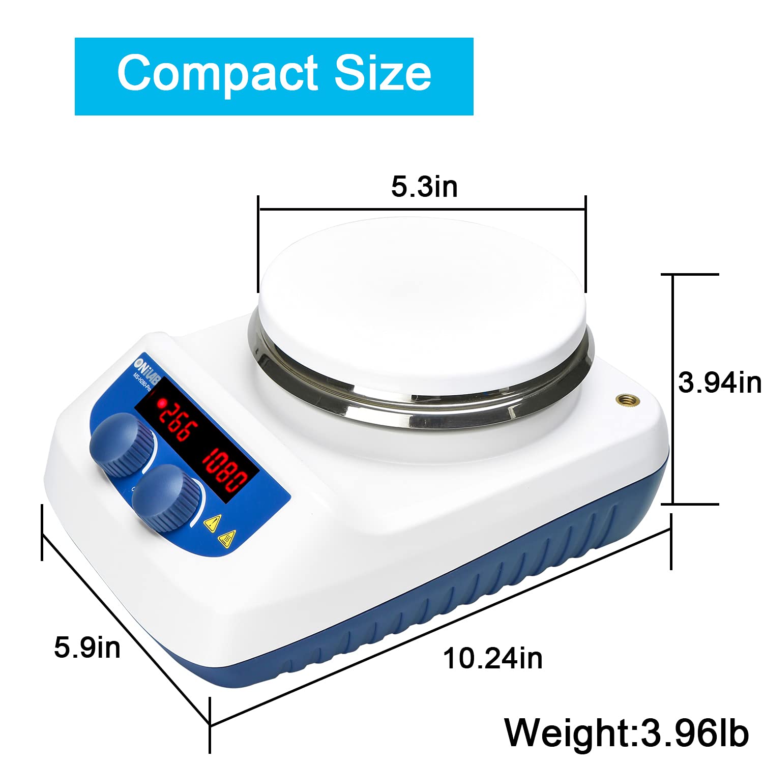 ONiLAB 5 inch LED Digital Hotplate Magnetic Stirrer Hot Plate with Ceramic Coated Lab Hotplate, 280℃ Stir Plate, Magnetic Mixer 3,000mL Stirring Capacity, 200-1500rpm, Stirring Bar Included…