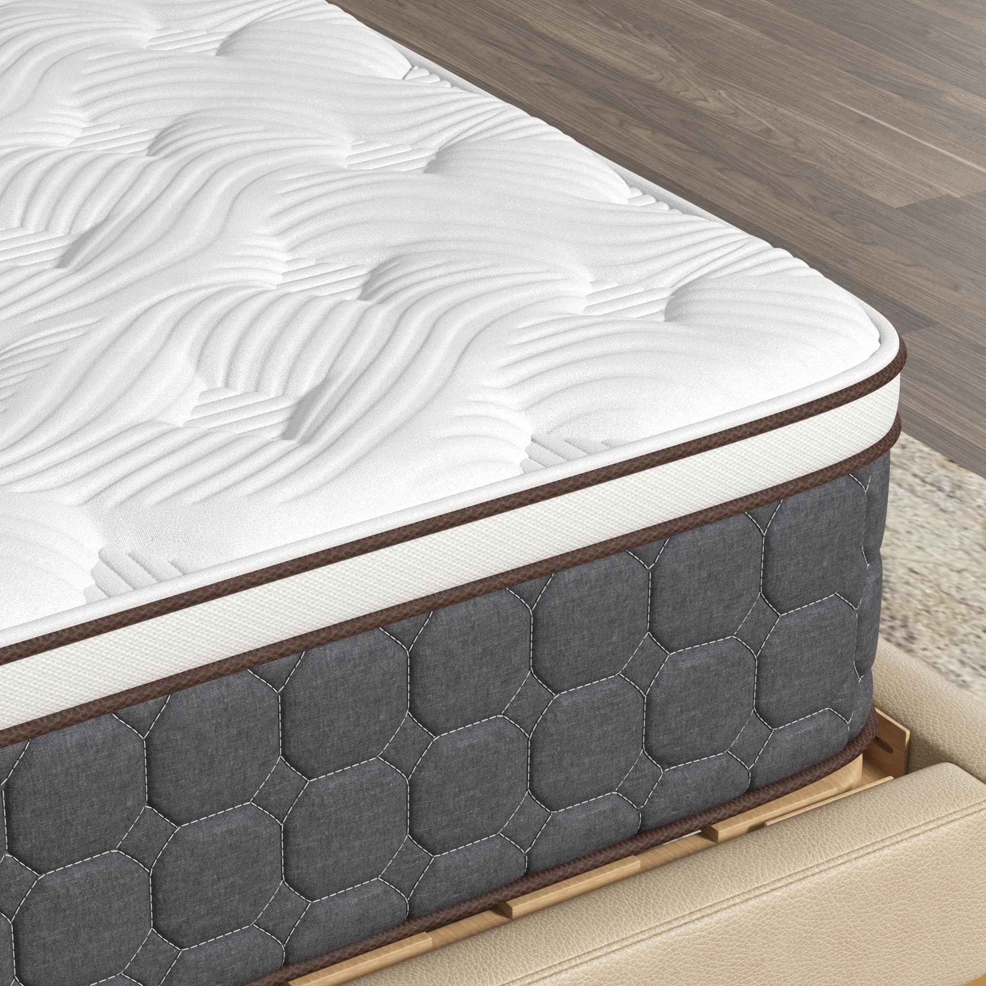 MPZHJENS Queen Mattresses, 12 Inch Hybrid Queen Size Mattress, Queen Bed Mattress with Memory Foam and Pocket Spring, CertiPUR-US