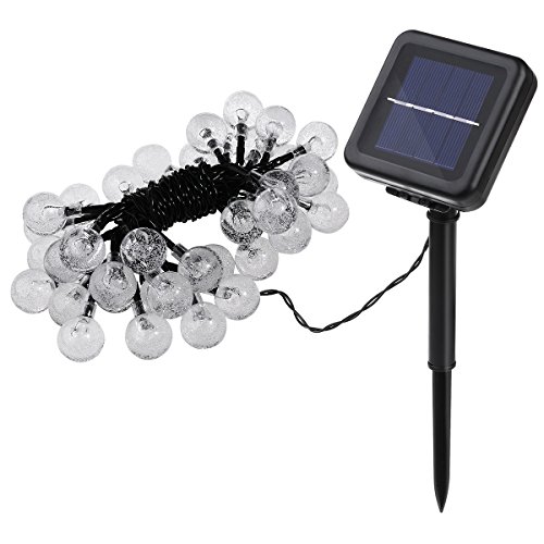 Christmas Decoration Light String- 6M 40LED Crystal Ball Solar String Lights Christmas Fairy Garden Lights for Outdoor Home Lawn Patio Party and Holiday Decorations (White Light)