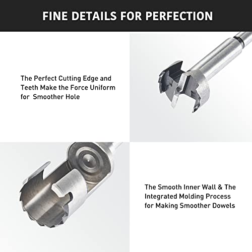 Anfrere 1-1/8" Wood Plug Cutter and Forstner Bit for Wood Cutting Tool Cork Drill Bit Knife, 3/8" Round Shank Carbon Steel Taper Tapered Cutting Tool Cork Drill Bit Knifes, WCB-A4