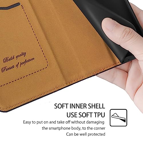 Arseaiy Case for Oppo Reno 6 Pro Plus 5G/Reno 6 Pro 5G(Snapdragon) Flip Phone Case Shockproof PU Leather Wallet Case Cover with Card Holder Kickstand Shell Black