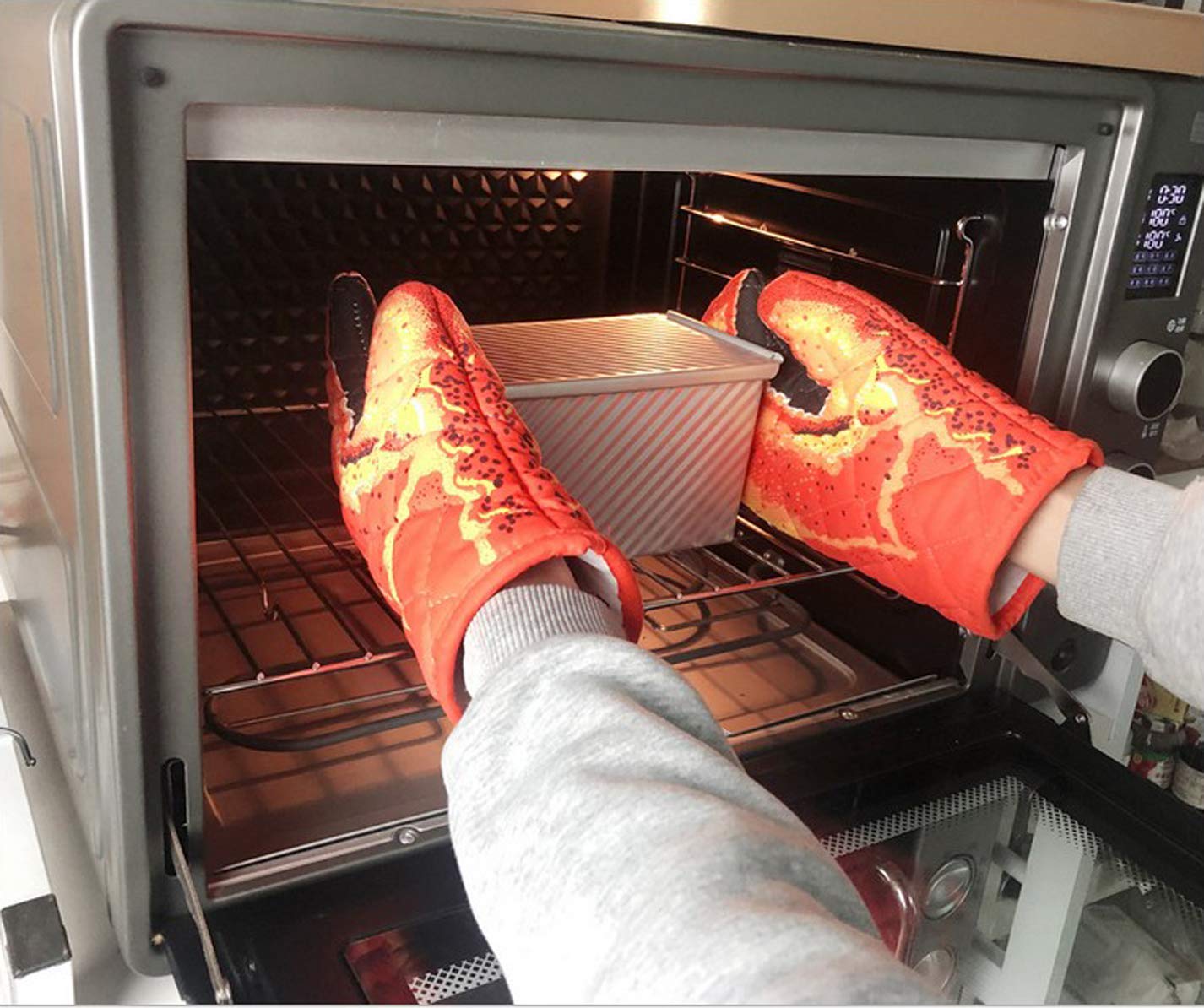 Aitian Lobster Claw Oven Mitts - Heat Resistant BBQ Oven Gloves, Set of 2, Quilted Cotton, Designed for Light Duty Use (Gloves-01)