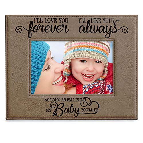 Kate Posh - I'll love you forever, I'll like you for always, as long as I'm living, my Baby you'll be, New Baby Gifts, Wedding Gifts, Valentines Gifts - Engraved Leather Picture Frame (4x6-Horizontal)