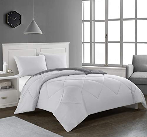 Casa Logan All Season Ultra-Soft Alternative Reversible Easy-Wash Lightweight Microfiber Comforter Set, Twin, Light and Dark Grey