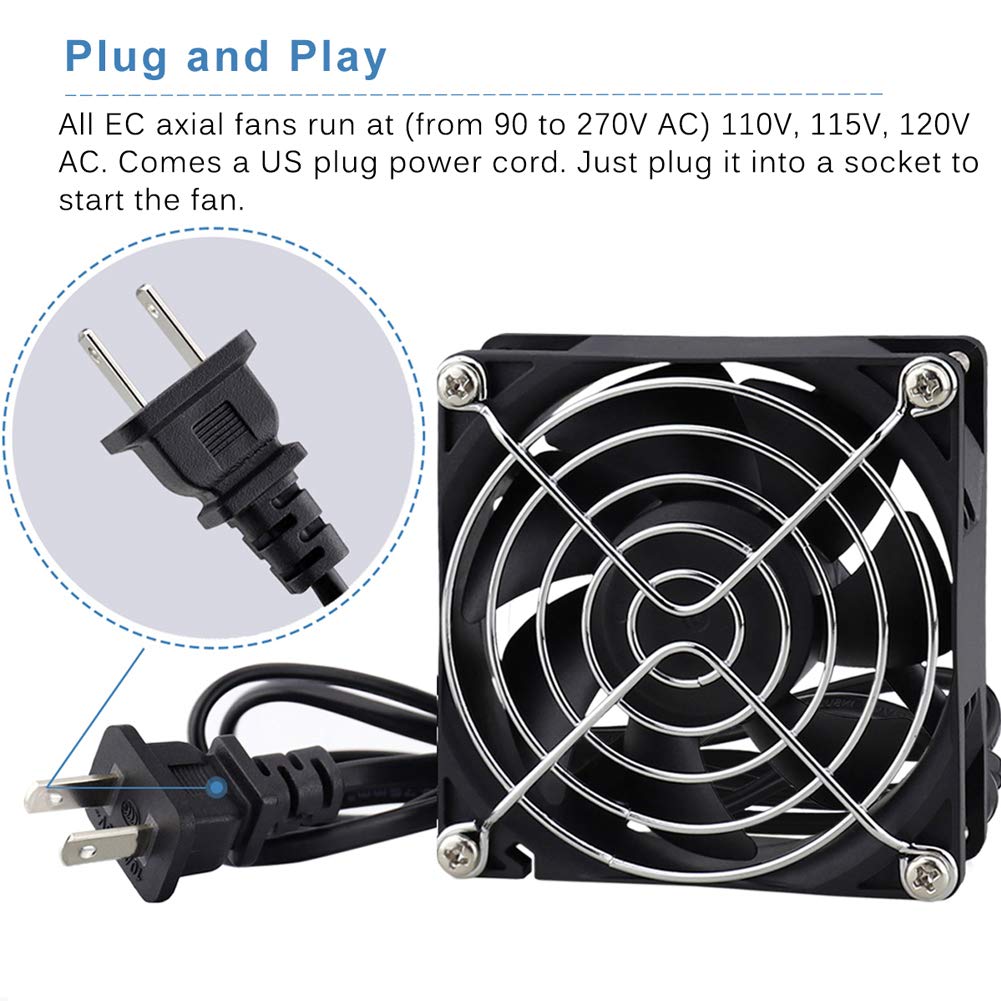 GDSTIME EC Cooling Fan 80mm x 80mm x 25mm AC 110V 115V 120V 220V 240V