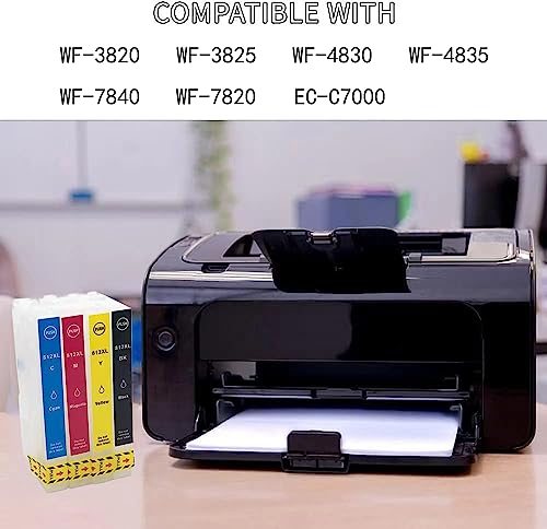 BJ-INK 802 812XL T802 T812XL Sublimation Ink Cartridges, Empty Refillable Ink Cartridges with Chip Compatible withWF-3820 WF-3825 WF-4830 WF-4835 WF-7840 WF-7820 EC-C7000 Printers (4PCS with Chip)