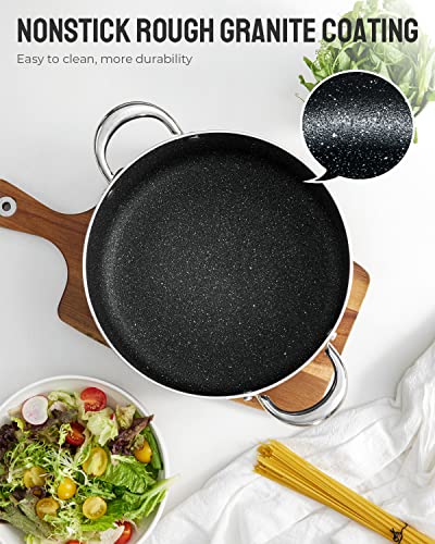 BEZIA Cooking Pot with Lid, 6 Quart Nonstick Stock Pot/Stockpot with Lid, Non Stick 6 QT Large Capacity Induction Pot for Soup, Broth, Chili, Stew - All Stove Compatible