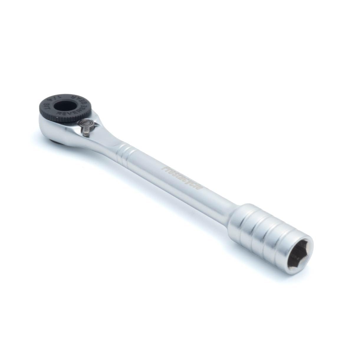 Prestacycle Prestaratchet Micro, Heavy-Duty Mini Ratchet & 1/4 Bits for Bike Repair & Maintenance, 40Nm Small Ratchet & Screwdriver with 6 Hex Bit Set, with Round Bit Holder & Tool Stand