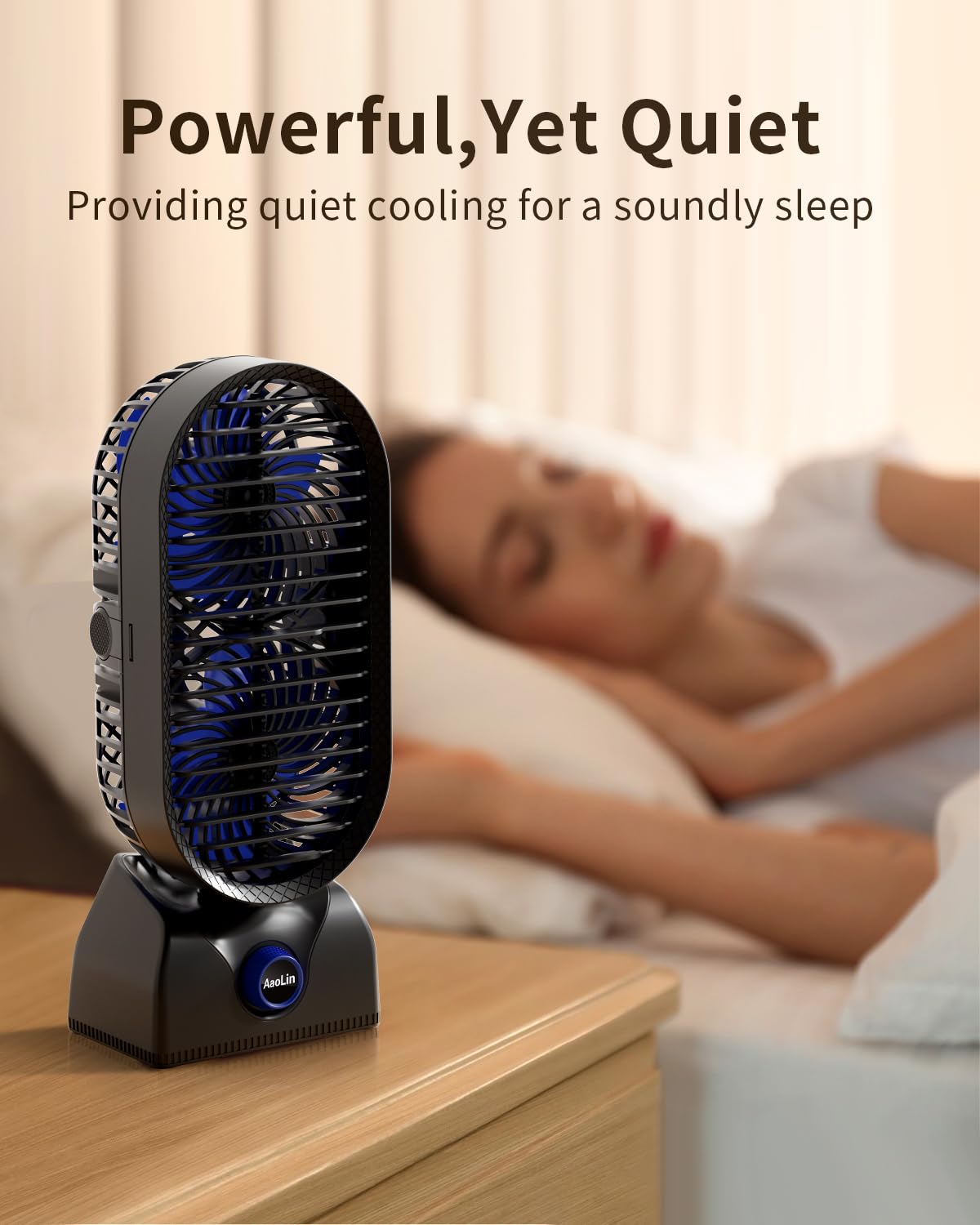 AaoLin Desk Tower Fan, 10000mAh Rechargeable Oscillating, Max Last 30Hrs, 11'' Portable Table Fan, 120° Oscillation for Powerful Circulation, Stepless Speed, Quiet for Home Bedroom Office Outdoor