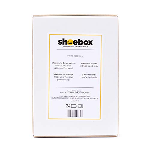 Hallmark Shoebox Funny Boxed Christmas Cards Assortment (4 Designs, 24 Christmas Cards with Envelopes),Assortment Box,1XPX1932