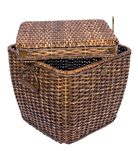 BIRDROCK HOME Rattan Peel Storage Cube with Removable Lid - Spacious Woven Organizer for Shelves - Natural Brown Decorative Cubby for Shoes, Books, Home Decor, and Office - Stylish 16.5 Inch Square