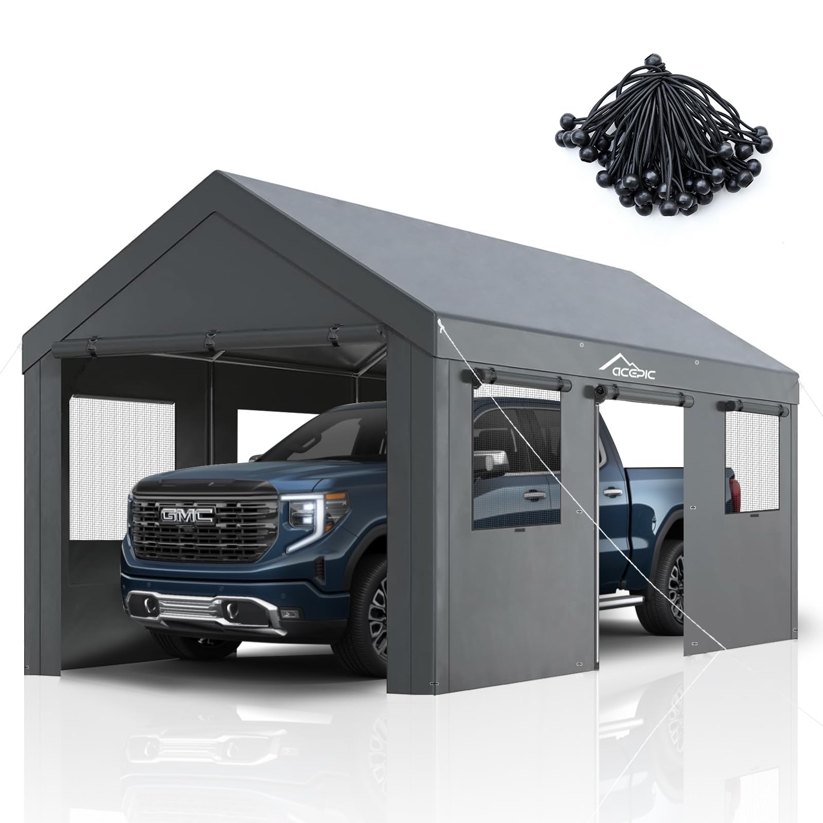 Acepic Carport (Grey, 12x20FT)