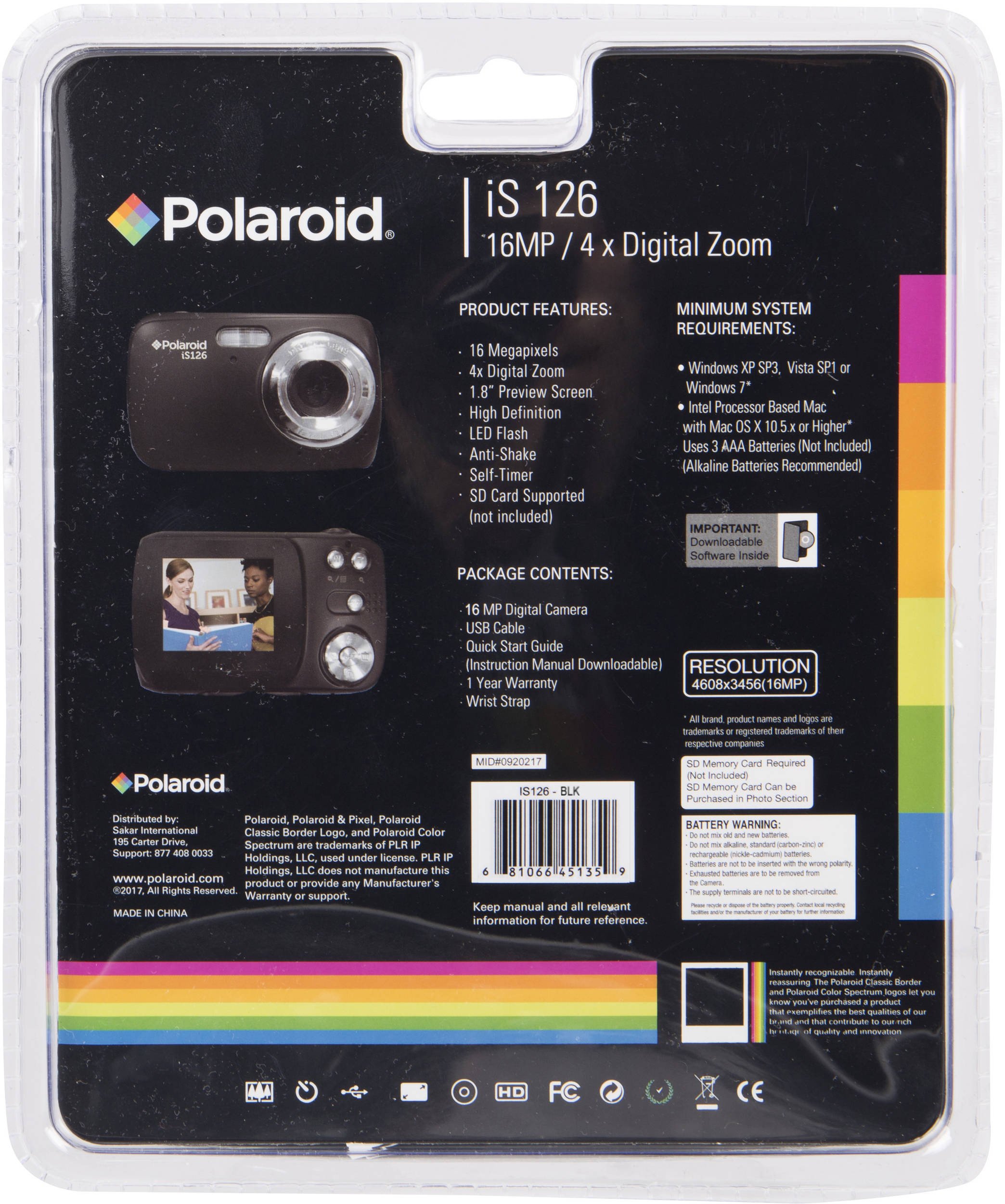 Polaroid iS126 16.1MP Digital Camera (Black)