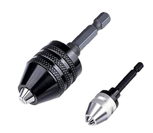 aiyun Drill Chuck Adapter - 2Pcs Drill Chuck for Impact Driver, Drill Bit Adapter Keyless Chuck (0.6-8mm,0.3-3.6mm)