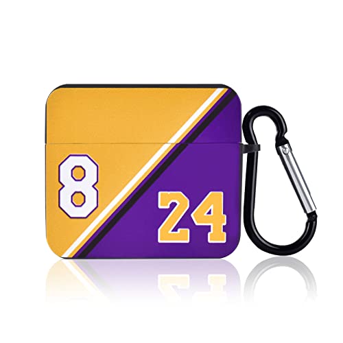 Basketball 8/24 Case Cover for Airpods 3rd Generation (2021) with Keychain for Fans Boy Men Girl Teen Jersey Cool Fun Design Mamba Spirit Square Hard Skin Protective Case Compatible with Airpods 3