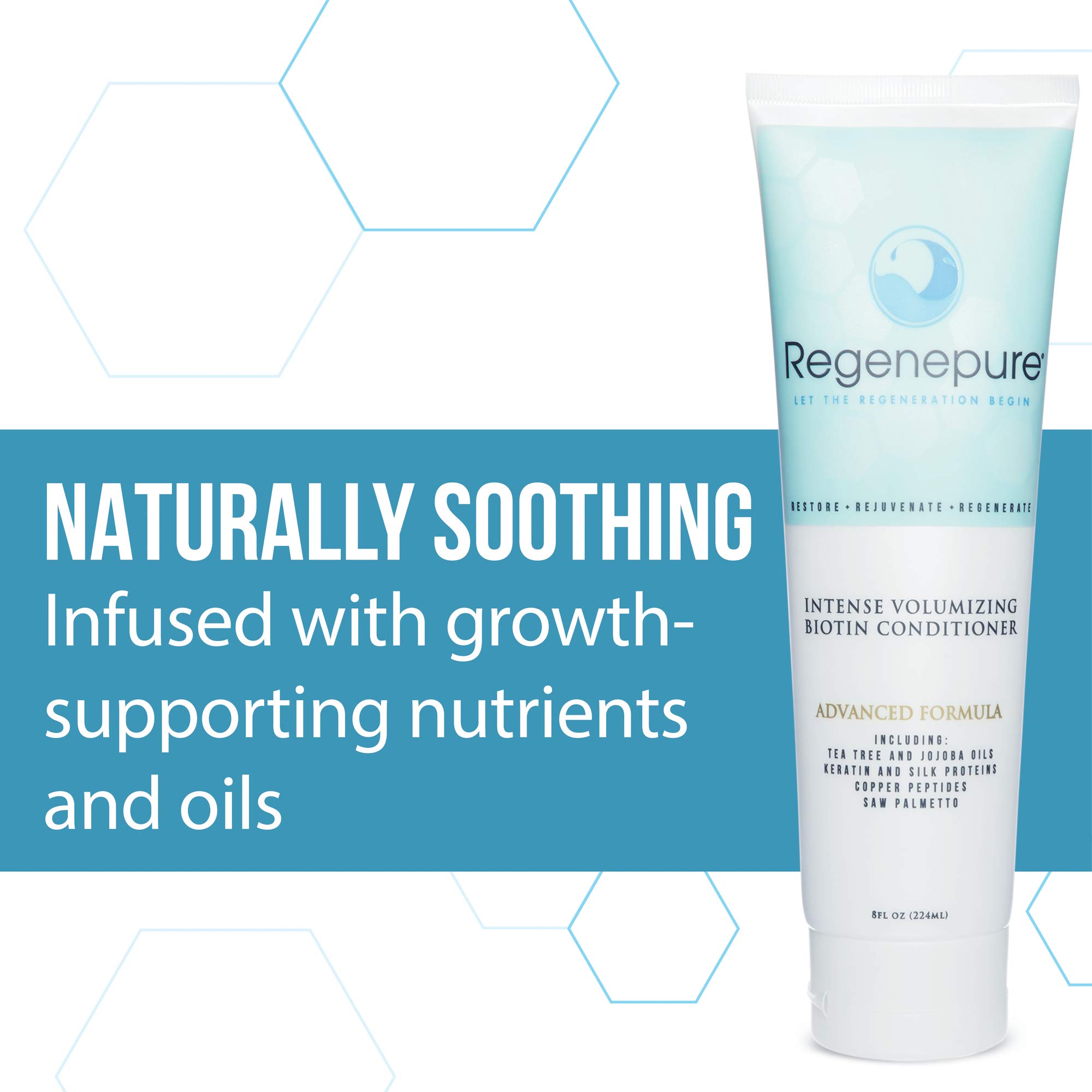 Regenepure, Intense Volumizing Biotin Conditioner, Moisturizing Support for Healthy Hair and Scalp, 8 oz