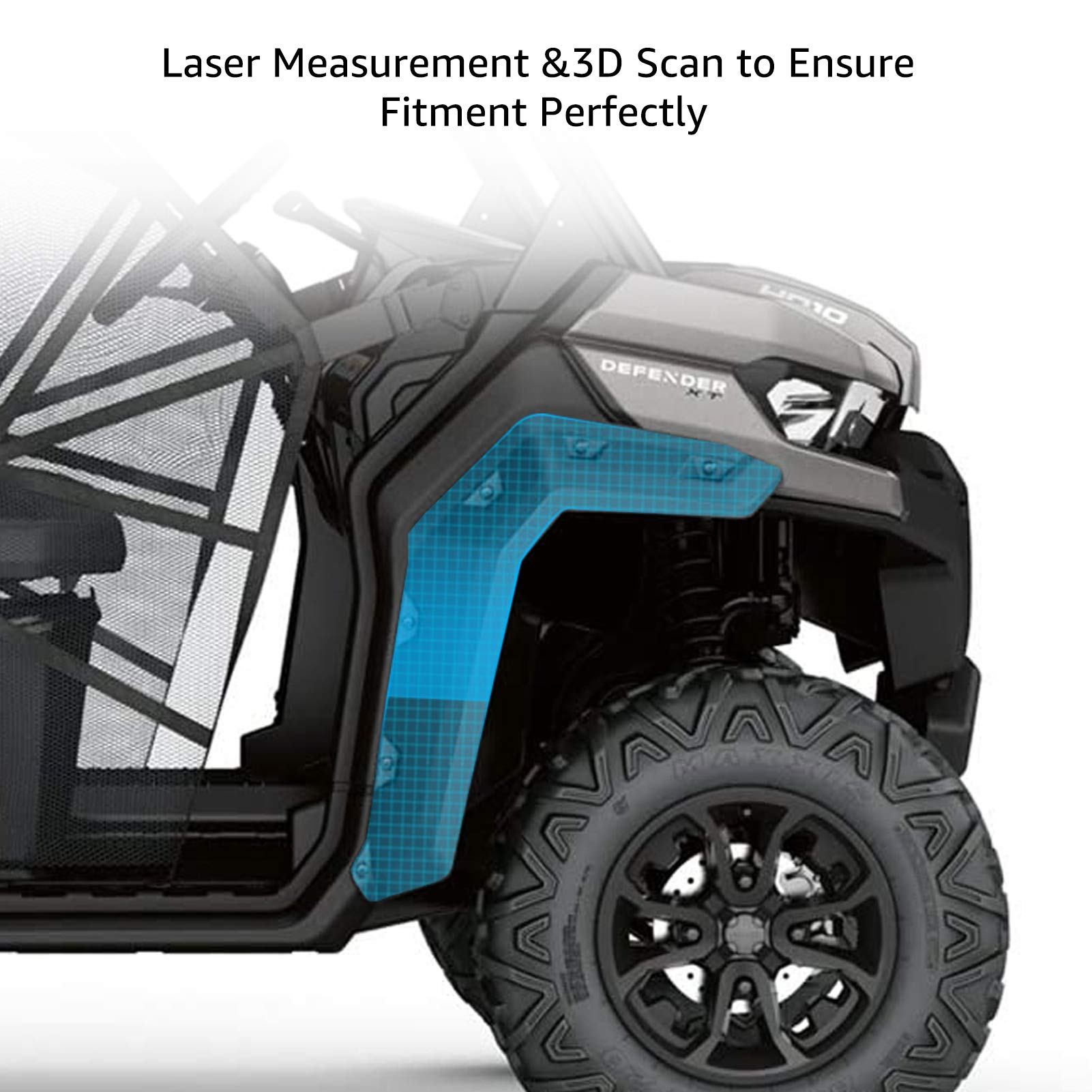 A & UTV PRO Defender Fender Flare Extended Wider, Front & Rear Extensions Compatible with Can Am Defender HD5 / HD8 / HD10 / MAX 2016-2024, Replace OEM # 715006821 715002424, Black