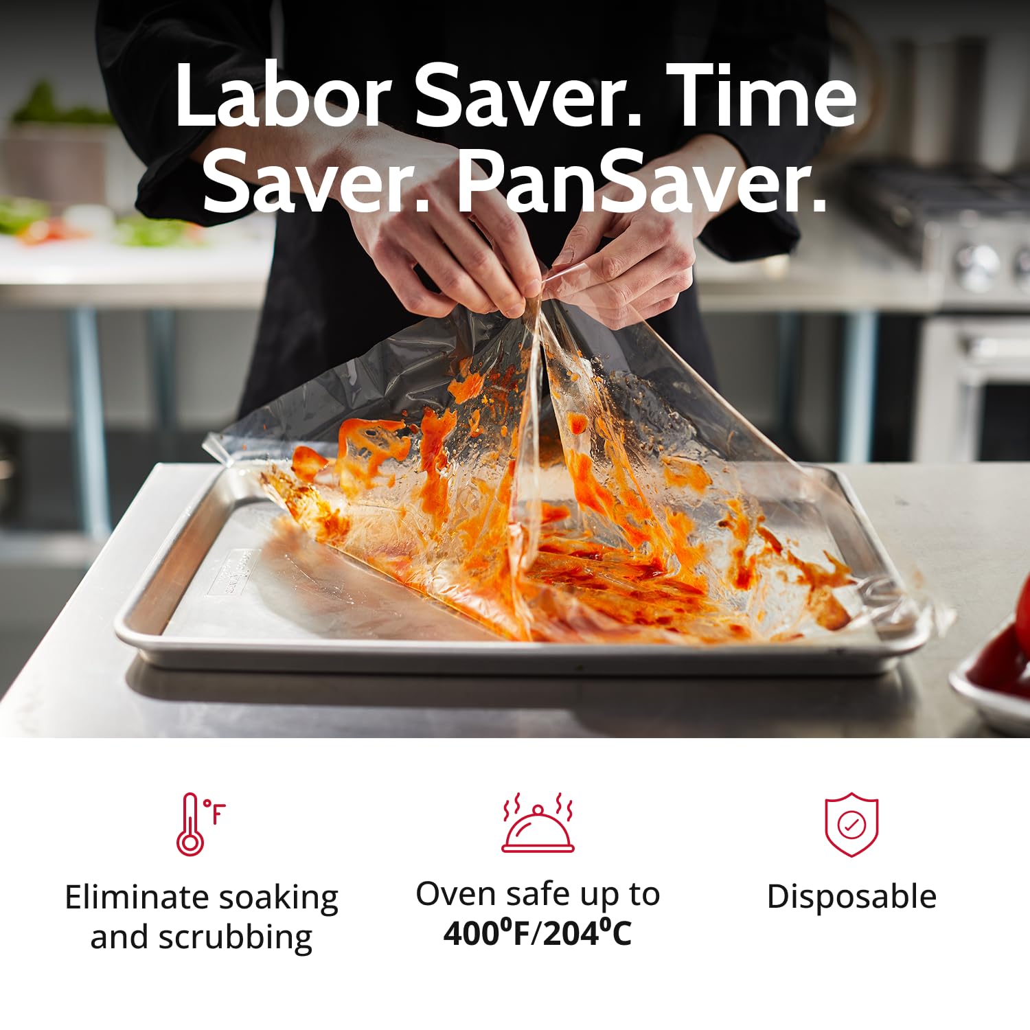PanSaver Hotel Clear Round Pan Liners for Easy Clean Up - Disposable Buffet Pan Liners, Ovenable up to 400F (4 Quart Round - 12 x 15 IN)