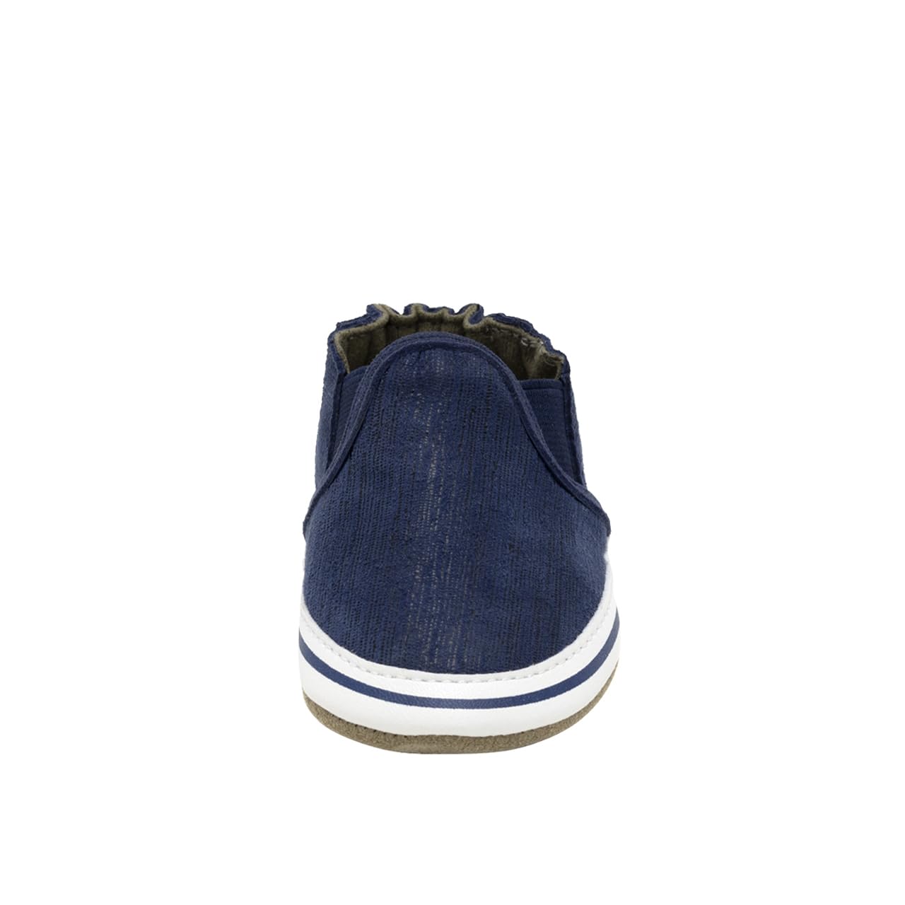 Robeez Unisex-Child Crosshatch Crib Shoe, Leather Liam Basic-Indigo, 12-18 Months M US Infant