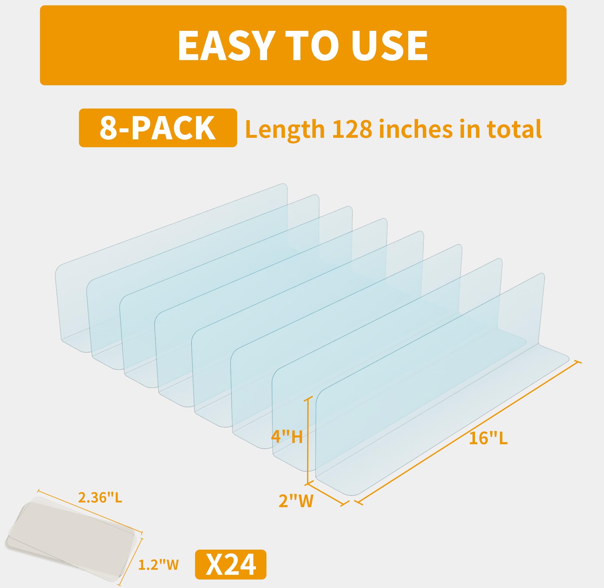 APOCAlLIS Transparent Toy Blocker for Under Furniture, Under Couch Blocker (4" H 16" L),8 Pack Bed Blockers for Under Bed
