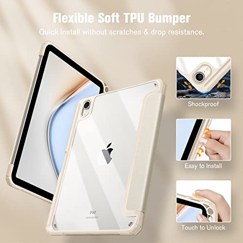 Fintie Hybrid Slim Case for iPad Mini 6 2021 (8.3 Inch) - [Built-in Pencil Holder] Shockproof Cover Clear Transparent Back Shell, Auto Wake/Sleep for iPad Mini 6th Generation, Starlight
