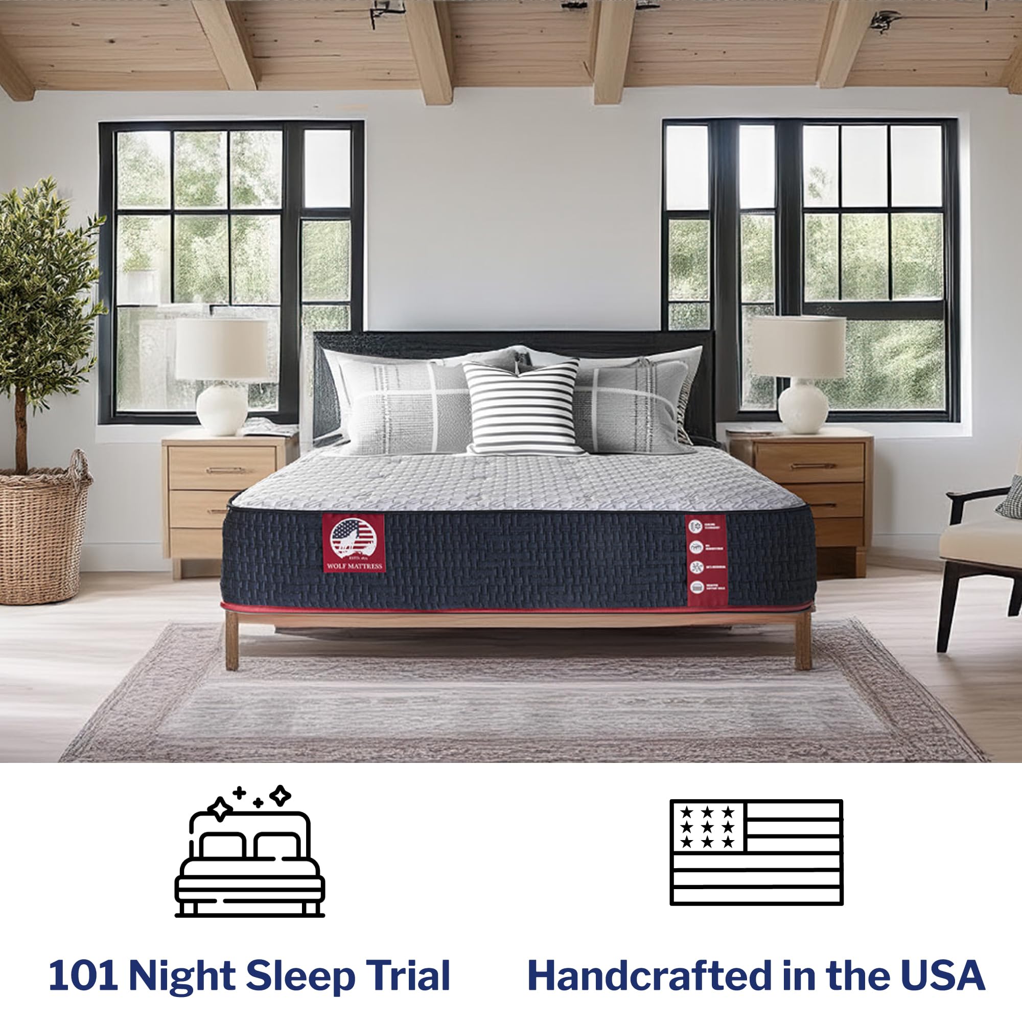 Wolf Twin Mattress - 12-Inch Medium Firm Memory Foam Hybrid Mattress with 7 Layers, Individually Wrapped Coil, Cooling Design, 101-Night Trial, Provides The Right Level of Comfort and Support