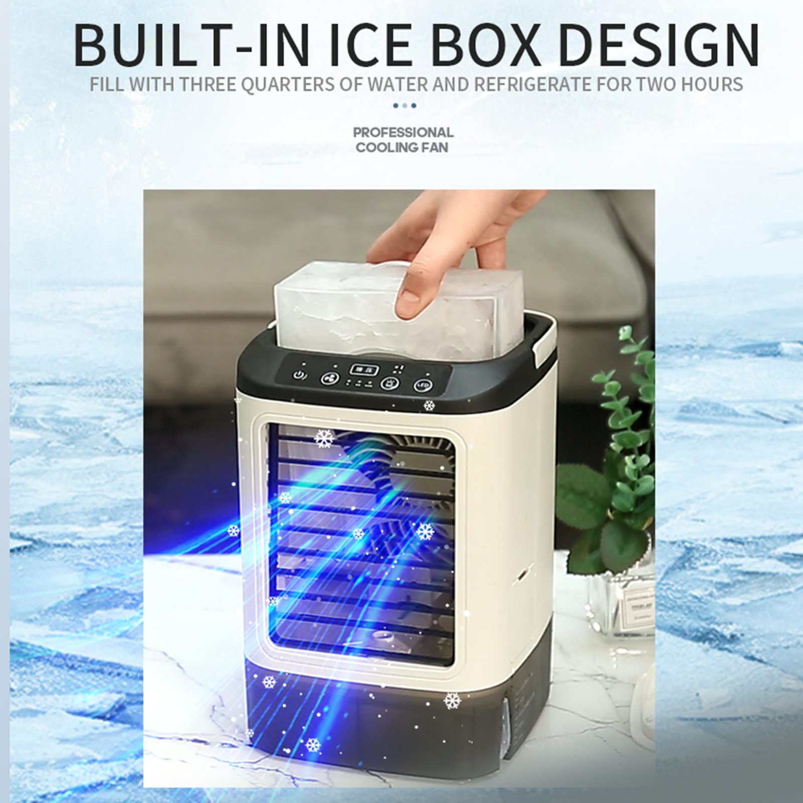 ABLUSER Portable Air Conditioner 3 Wind Speeds USB Rechargeable Oscillation Evaporative Quiet Fast Cooling Air Personal Conditioner with Humidifier for Home Office Bedroom Travel Camping (White)