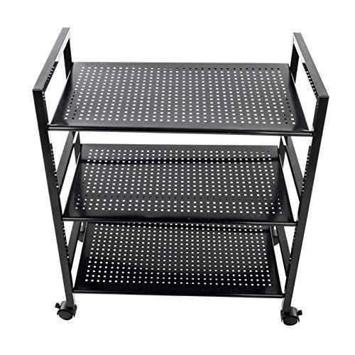 Black Rolling Storage Cart Utility Cart with Wheels Multipurpose Mobile Utility Storage Cart for Living Room Bathroom Kitchen Office Carts & Stands Utility Carts 60 x 32 x 75cm (L x W x H)