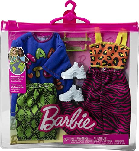 Barbie Clothes, Fashion and Accessory 2-Pack Dolls, 2 Vibrant Outfits with Styling Pieces for Complete Looks