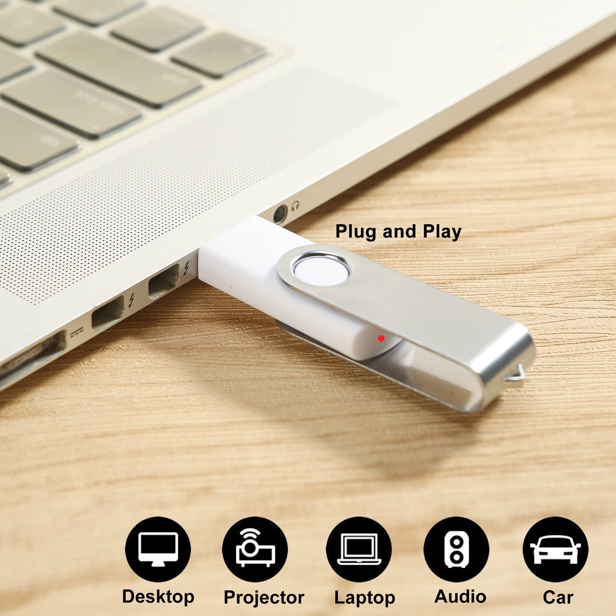 8GB Flash Drive 5 Pack, USB Thumb Drives Memory Stick Swivel Pen Drive Jump Drive with LED Light for Data Storage Backup (8G, 5 Mixed Colors: Black Blue Green Red White)