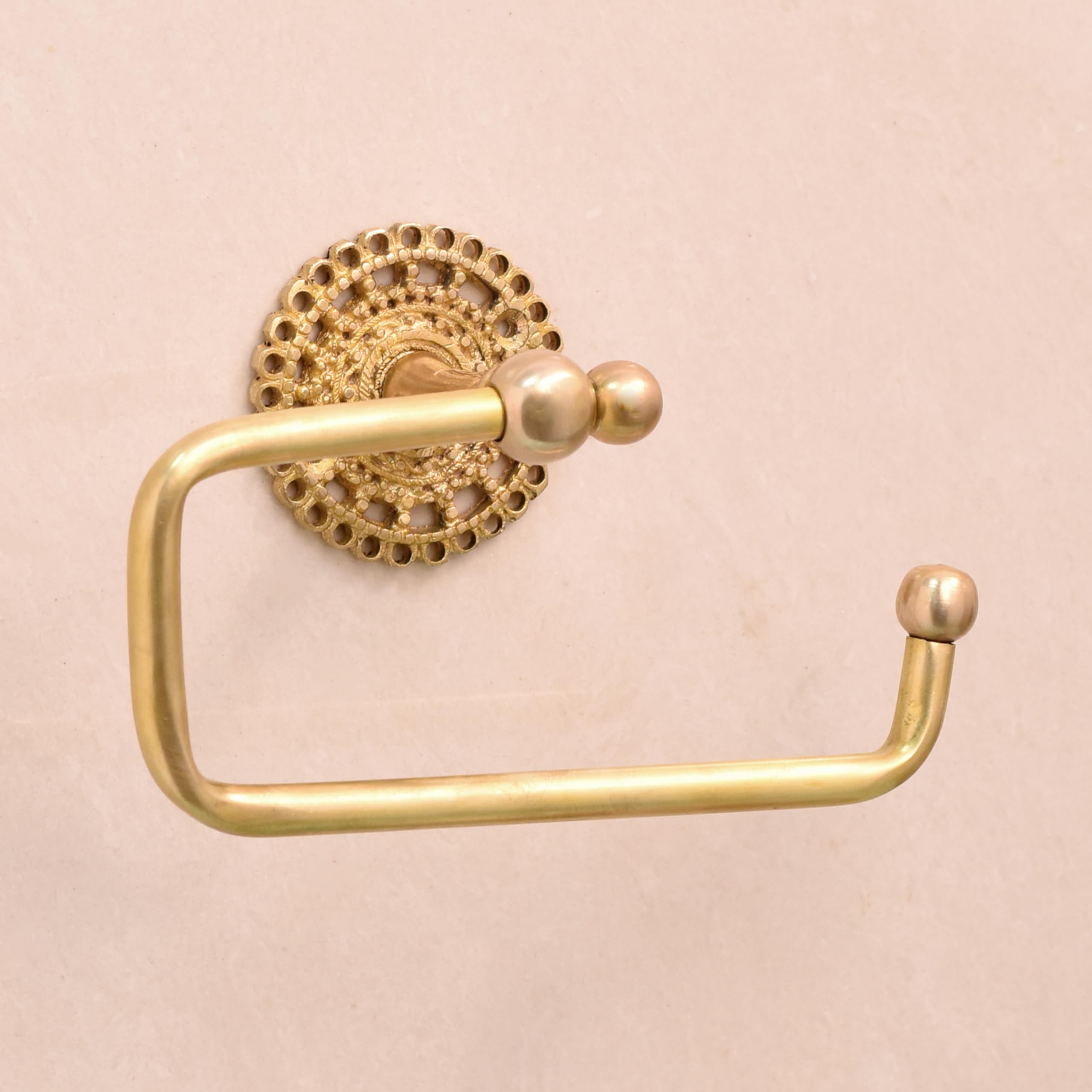 IndianShelf Boho Antique Brass Toilet Paper Holder - Gold Toilet Paper Holder- Vintage Kitchen Paper Holder - Bathroom Tissue Roll Holder - Mounted Toilet Paper Holder - Bathroom Accessories- Floral