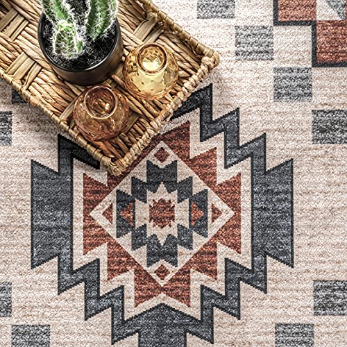 nuLOOM 2' x 3' SpinClean Machine Washable Stain-Resistant Area Rug with Non Slip Backing, Low Profile for Living Room, Bedroom, and Dining Room, Leighton Beige