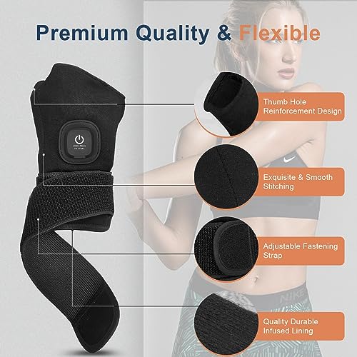 Carpal Tunnel Wrist Brace Support, Electric Hand Heating Pad Heated Wrap for De Quervainâs tendonitis, Rheumatoid Arthritis, Joint Pain Relief Auto Shut Off, Fit for Men and Women, Right Hand