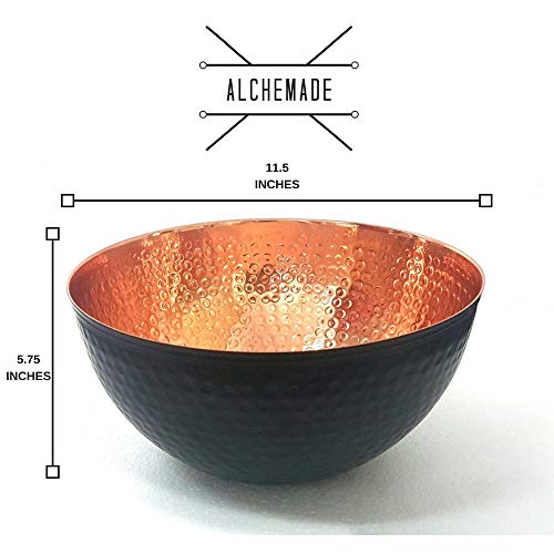 Alchemade Hammered Copper Bowl - Black Copper Bowl To Add To Your Copper Kitchenware Or Use as Farmhouse Copper Home Decor - Great for Everyday Kitchen Use