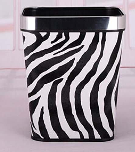 European Fashion Without Cover Trash Bins Kitchen Bathroom Square Trash Can (Zebra, Small)