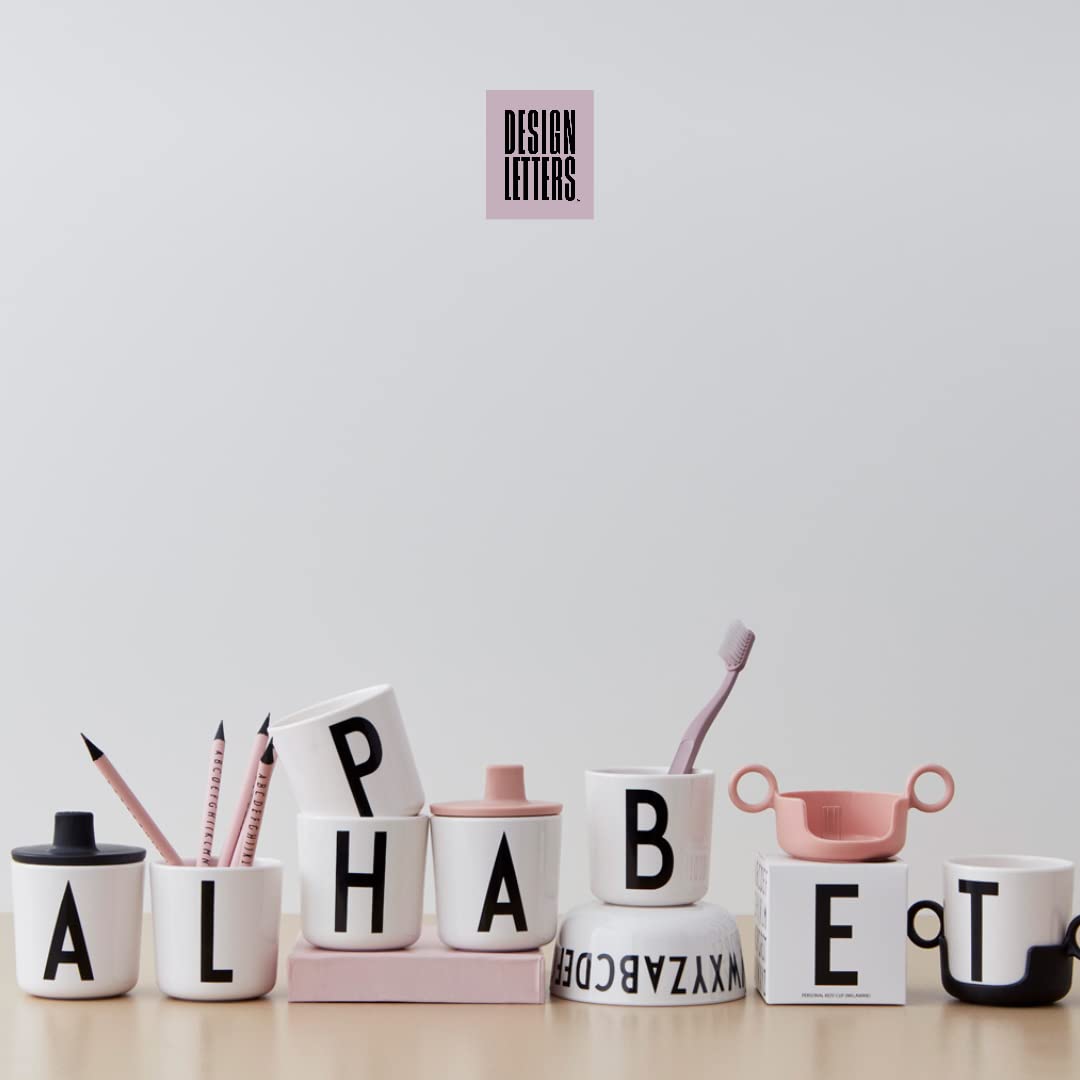 Design Letters Melamine Sippy cups for Baby 7 Oz A-Z | Kids Cups Designed in Denmark Reusable Cup for Baby 6+ Month|Learning Cup BPA/BPS Free | Children Drinking Cup Dishwasher Safe, Toddler Cup White