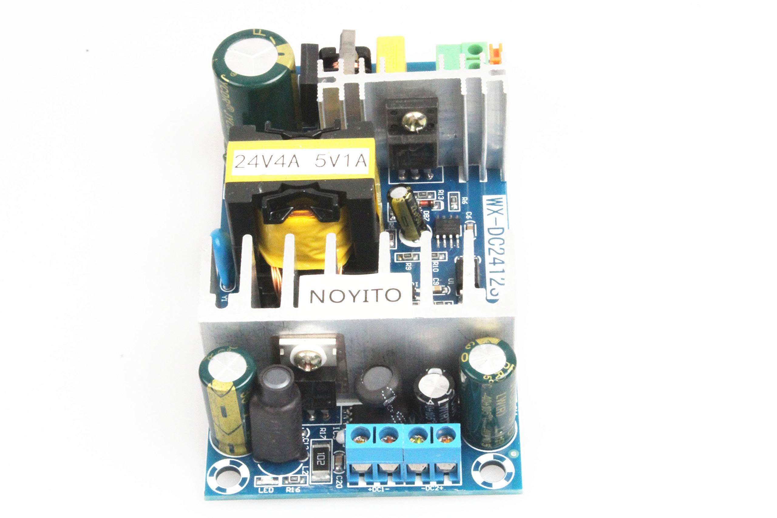 NOYITO AC to DC Isolated Power Supply Module DC 24V 4A 5V 1A Dual Output Power AC 120V (90-256V) 50-60Hz to 24V 5V 120W Industrial Power Module (Dual Output 24V 4A, 5V 1A, Blue)