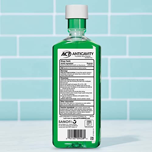 ACT Anticavity Fluoride Mouthwash Zero Alcohol 18 fl. oz. Soothing Mint