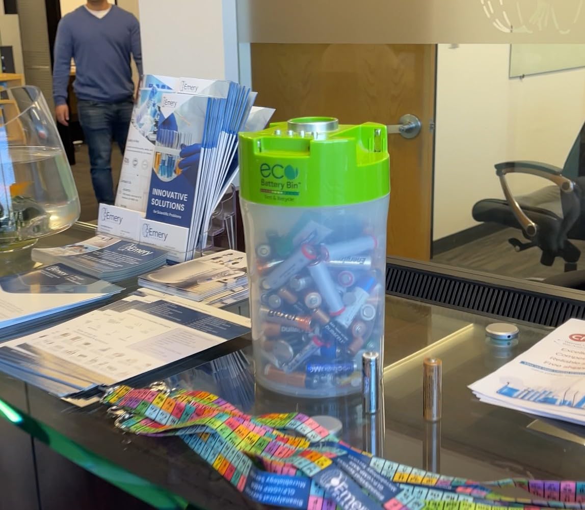 ECO Battery Bin - Test, Store & Recycle AA, AAA, C, D Batteries
