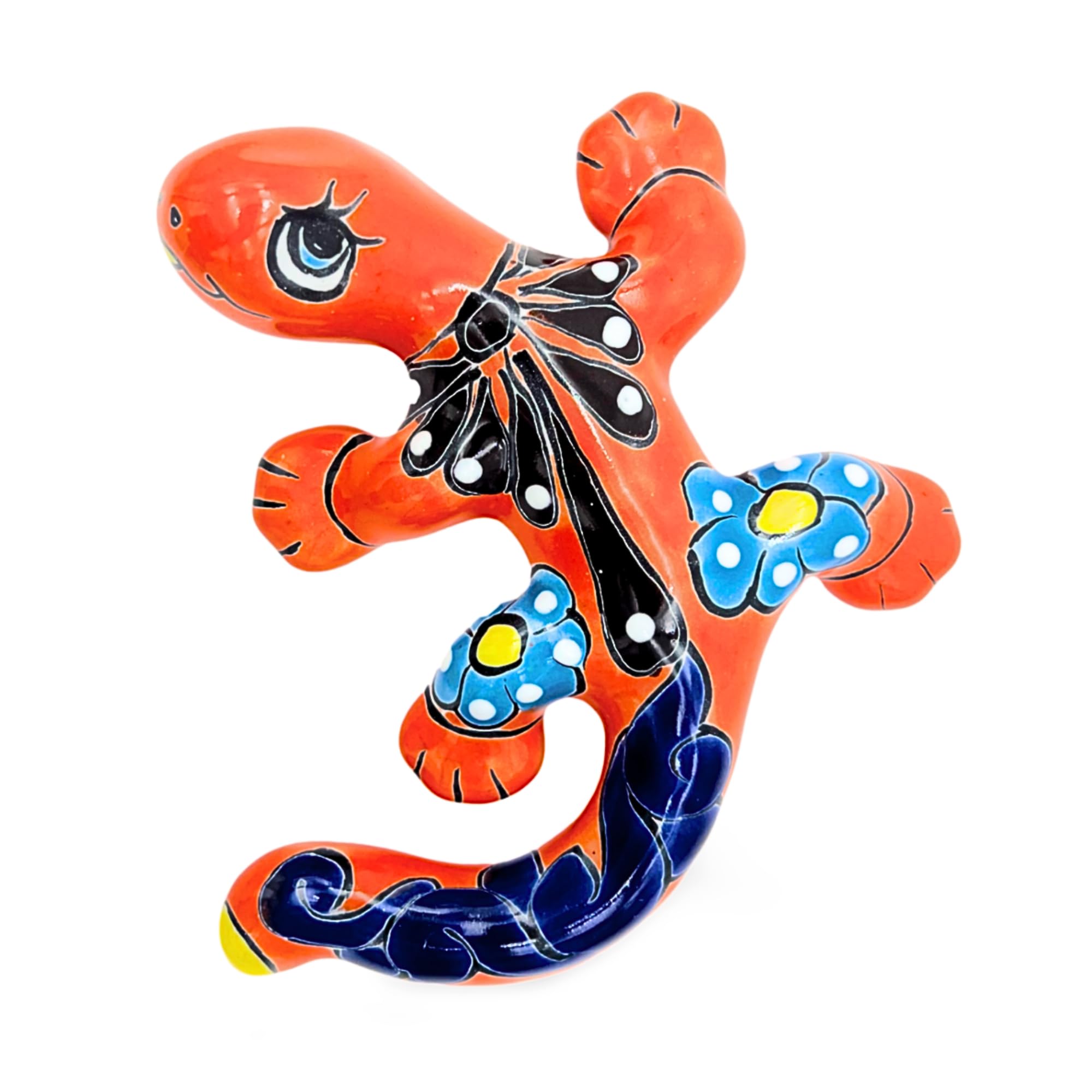 Colorful Ceramic Lizard - Talavera Pottery Mexican Garden Home Decor Creatures Salamander Dragonfly Animals Reptiles Hand-Painted Gecko Wall Art - Made in Mexico - Lagartija