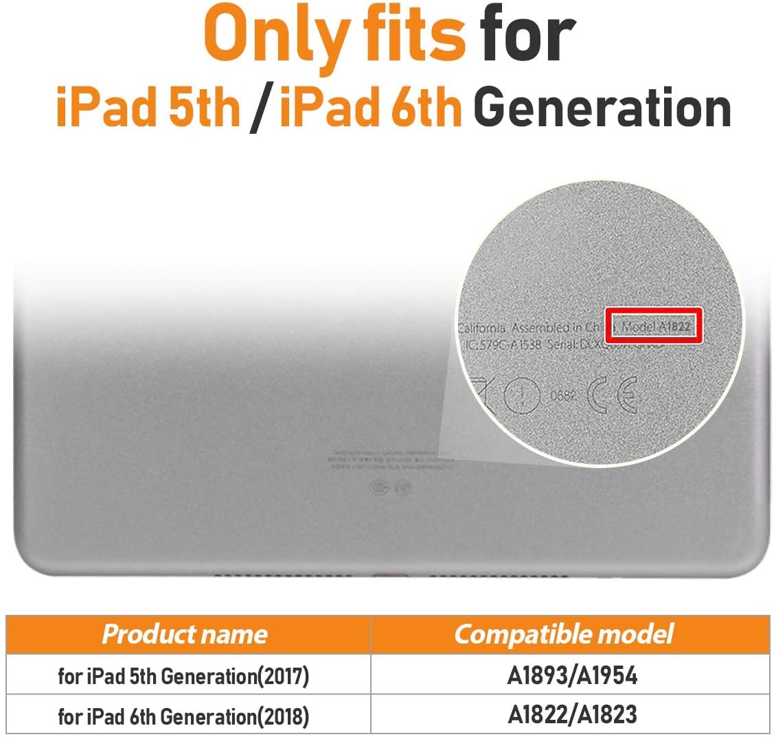 iPad 5th/6th Generation Case 9.7 Inch 2017 2018 for Kids with 360 Rotating Stand+Hand Strap | Military Grade Heavy Duty Rugged Shockproof Case for iPad 6th/5th Gen 9.7" A1893/A1954/A1822/A1823 | Black