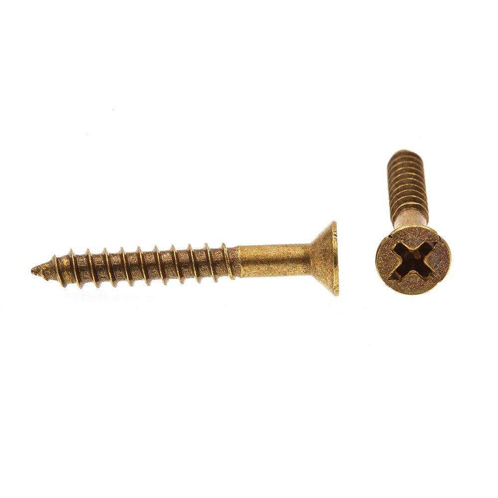 Prime-Line 9035185 Wood Screw, Flat Head Phillips, #8 X 1-1/4 in, Solid Brass, Pack of 25