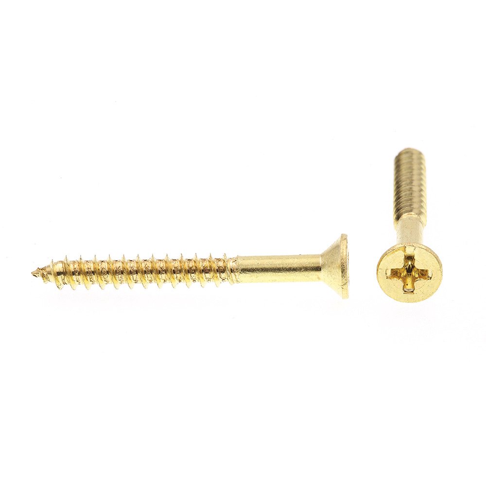 Prime-Line 9035242 Wood Screw, Flat Head Phillips, #8 X 1-1/2 in, Solid Brass, Pack of 25