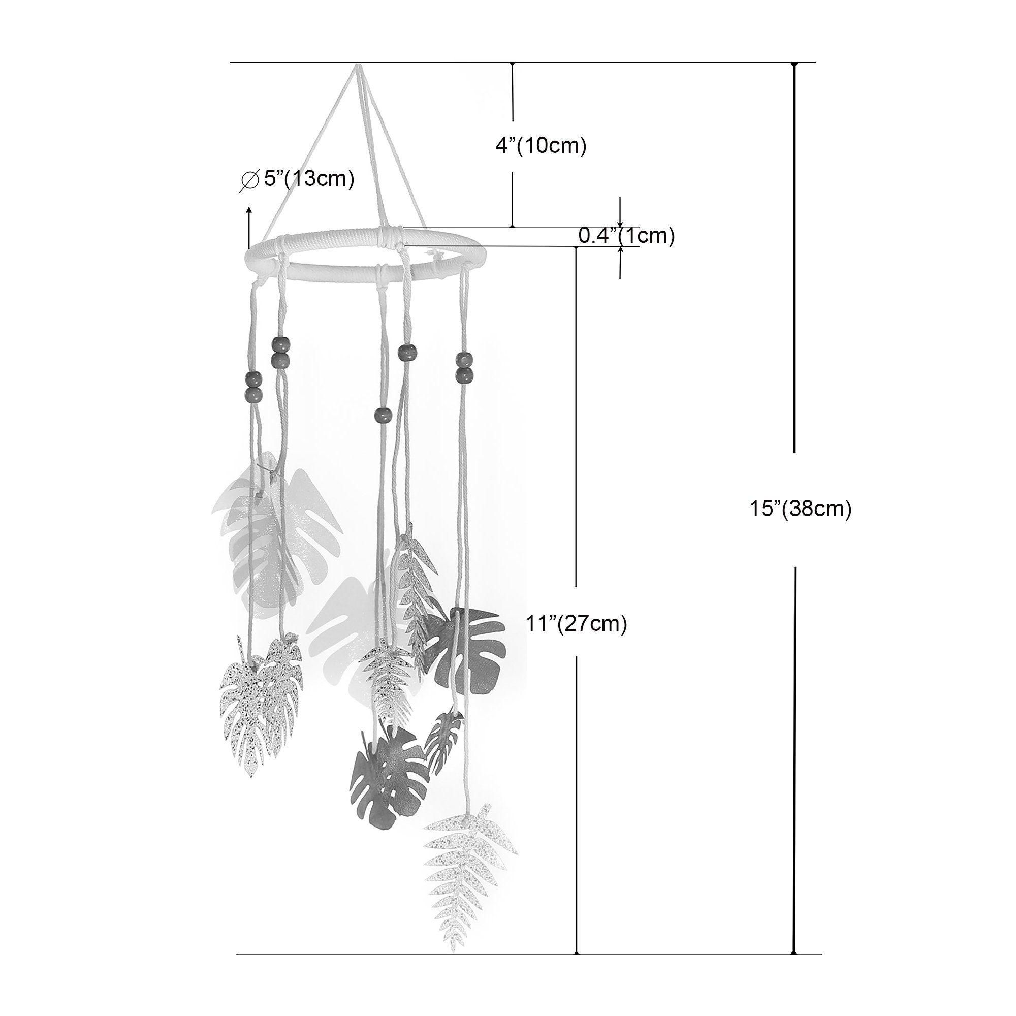 Roser Life Hanging Mobile Art⎮Baby Mobile⎮Sky Mobile⎮Eclectic Decor⎮Handmade Nursery Crib Boy Girl Kids Infant Adult Ceiling Home Outdoor Garden Green Tropical Leaf Leaves Decorations (Pack of 1)