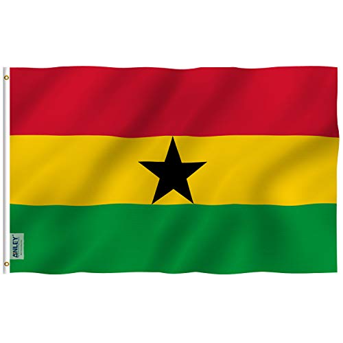 Anley Fly Breeze 3x5 Foot Ghana Flag - Vivid Color and Fade Proof - Canvas Header and Double Stitched - Ghanaian National Flags Polyester with Brass Grommets 3 X 5 Ft