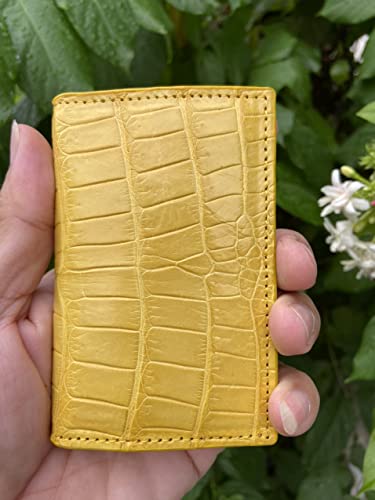 Double side Yellow Crocodile Alligator leather skin Credit Cardholder, leather credit cardcase, leather creditcard cover