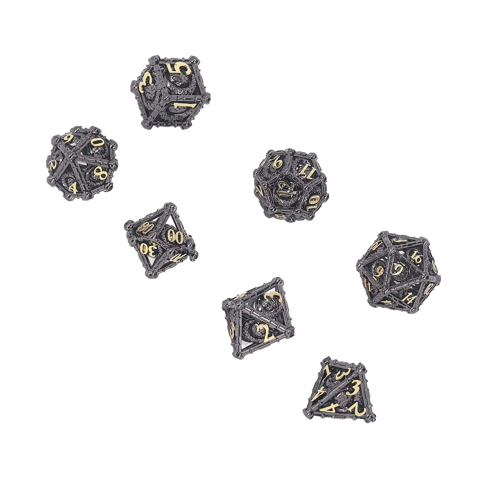 7pcs Polyhedral Dice Set,Durable Brass Metal Dice Set for Board Games Role Play