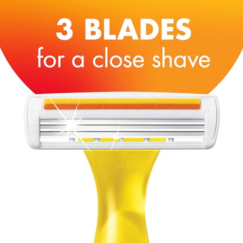 BIC Soleil Smooth Women's Disposable Razors, 3 Blades With Moisture Strip For a Silky Smooth Shave, 4 Count (Pack of 6) (24 Razors)