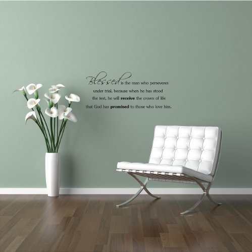 Blessed is The Man who perseveres Under Trial.Vinyl Wall Decals Quotes Sayings Words Art Decor Lettering Vinyl Wall Art Inspirational Uplifting